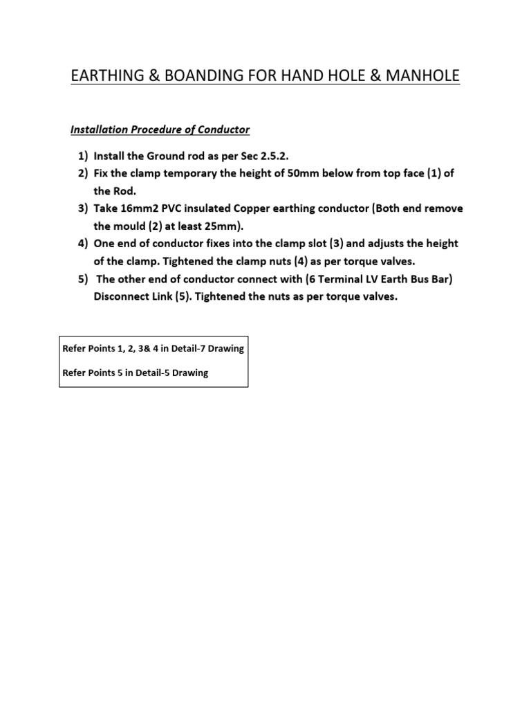 Earthing & Boanding For Hand Hole & Manhole: Installation Procedure of ...