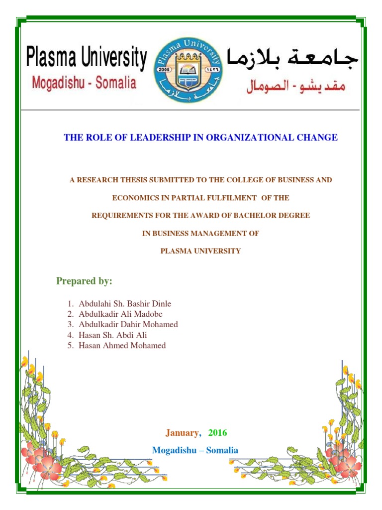 The Role of Leadership in Organizational Change - Thesis Book Plasma ...