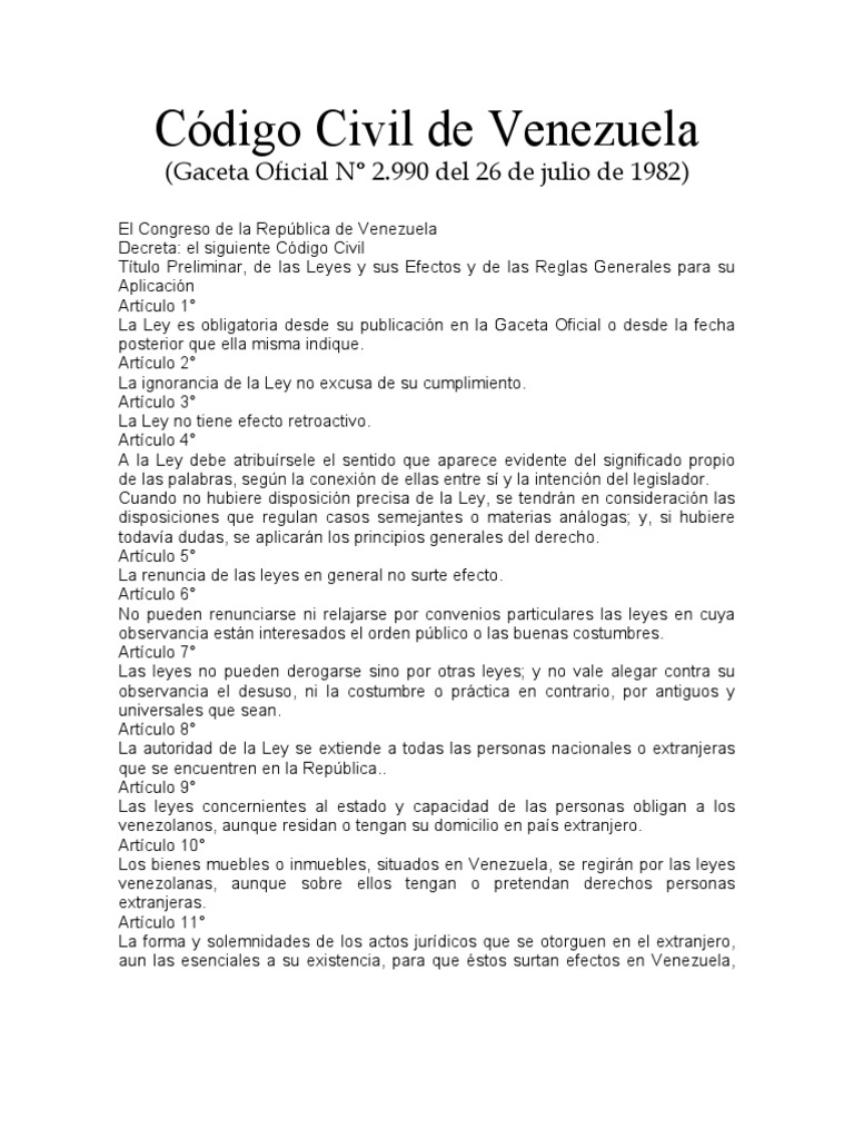 Codigo Civil de Venezuela | PDF