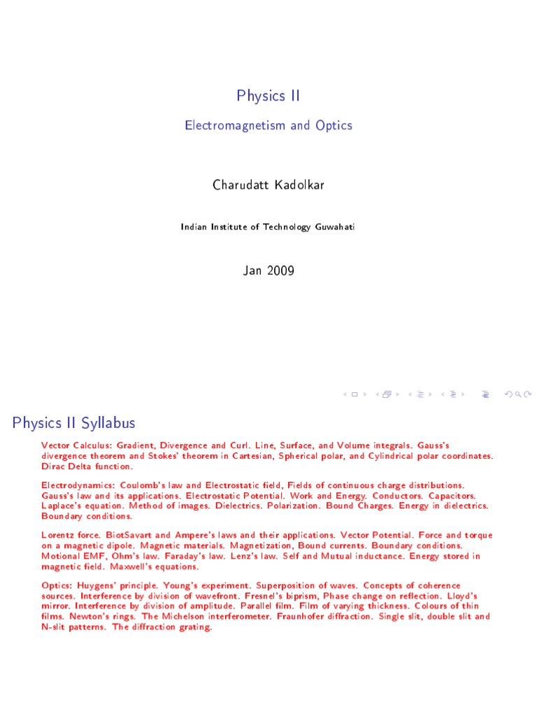 Physics II: Electromagnetism and Optics | PDF | Gradient | Euclidean Vector