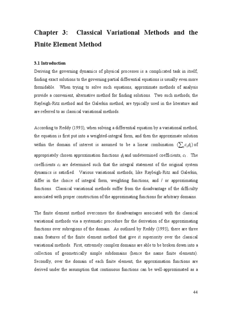Chapter 3 Classical Variational Methods And The Finite Element Method Pdf Operator