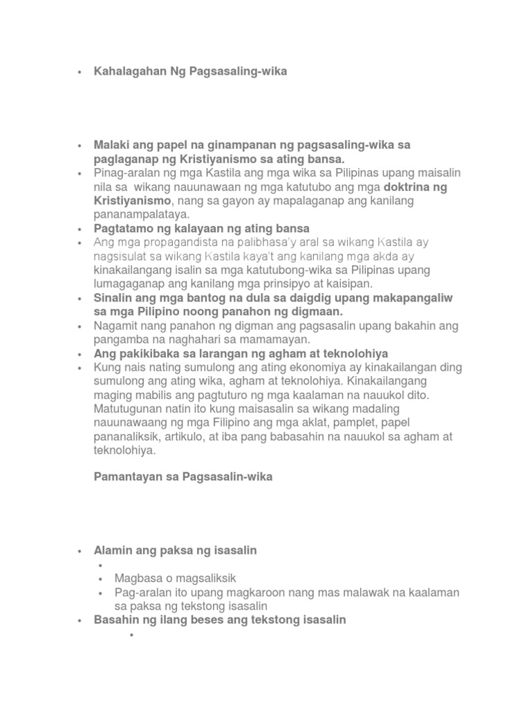 Kahalagahan NG Pagsasaling | PDF