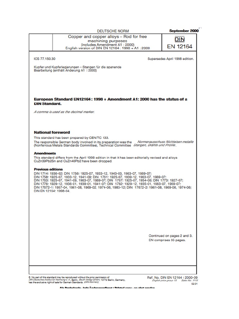 En12164 2000en | PDF