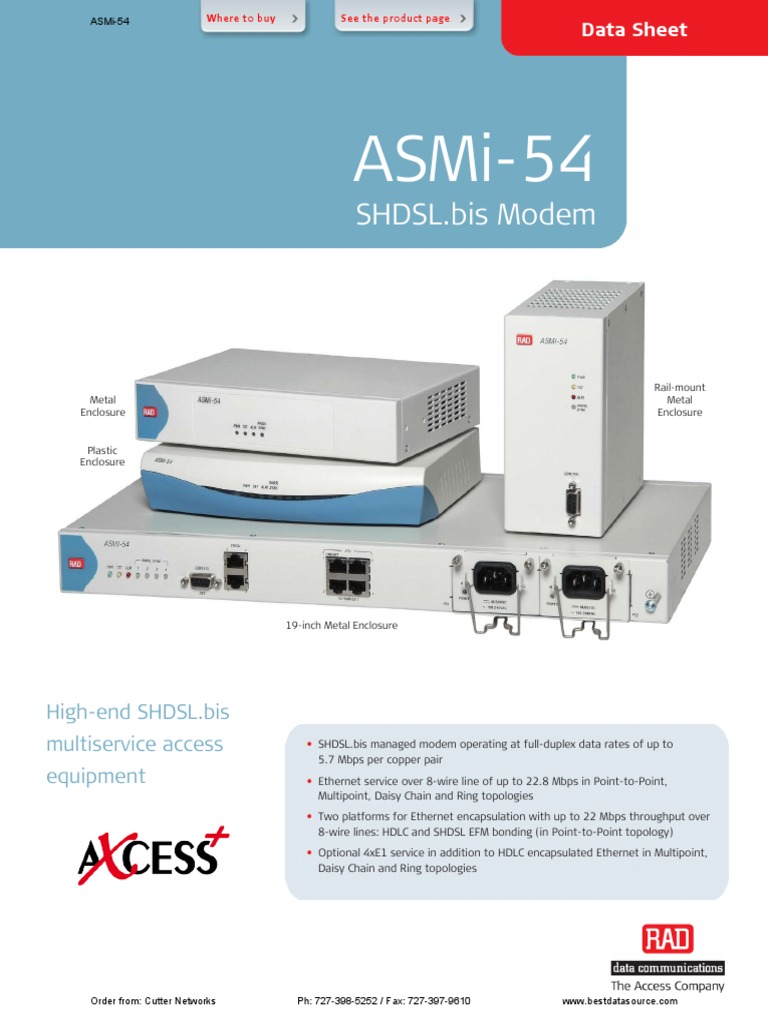 High-end SHDSL.bis Multiservice Access Equipment: ASMi-54 SHDSL.bis Modem Data Sheet | PDF ...