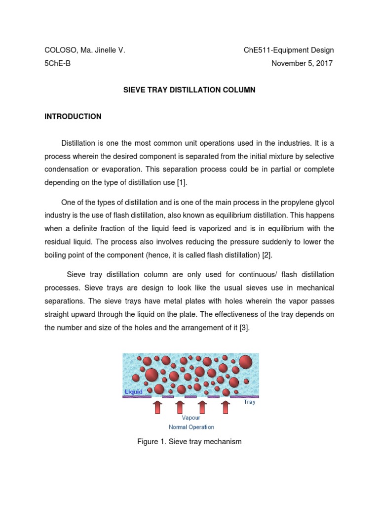 Sieve Tray Design for Distillation Column | PDF | Distillation ...