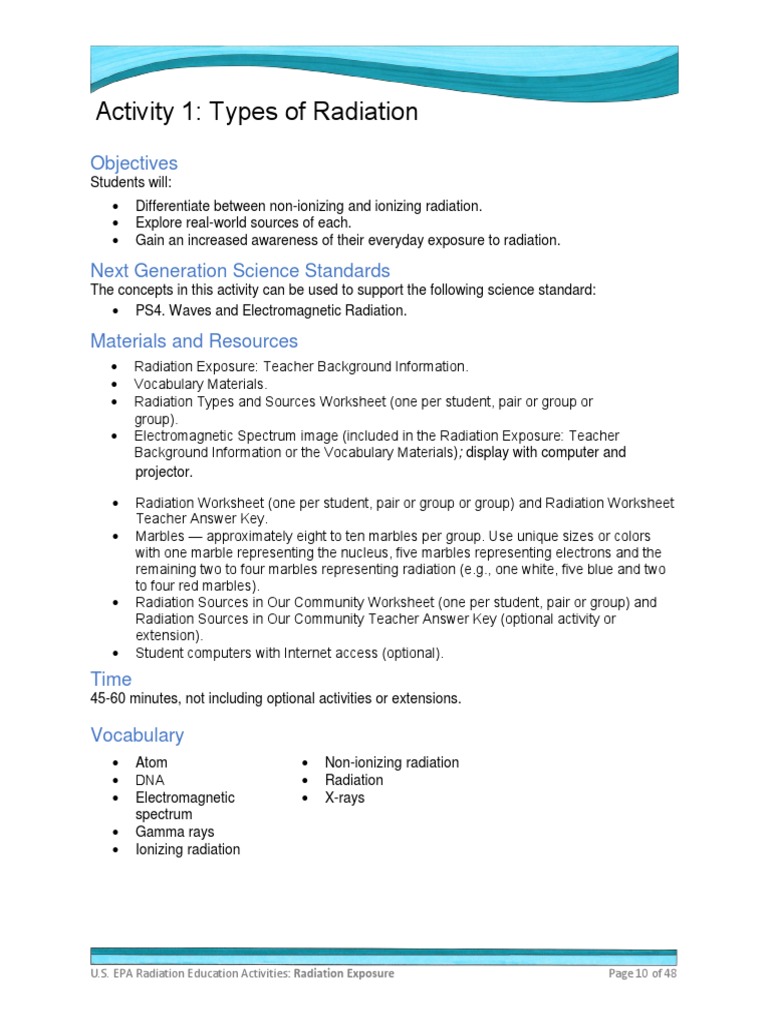 Radiation Exposure Activity1 | Download Free PDF | Electromagnetic ...
