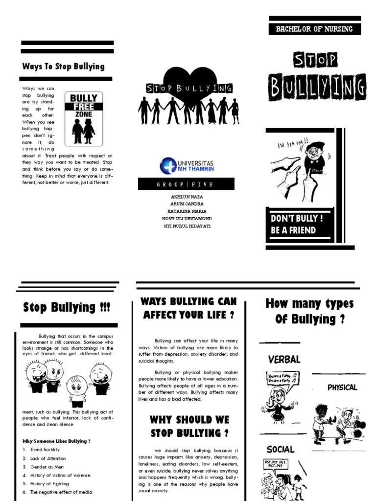 Ways To Stop Bullying: Don'T Bully ! Be A Friend | PDF | Bullying | Anxiety