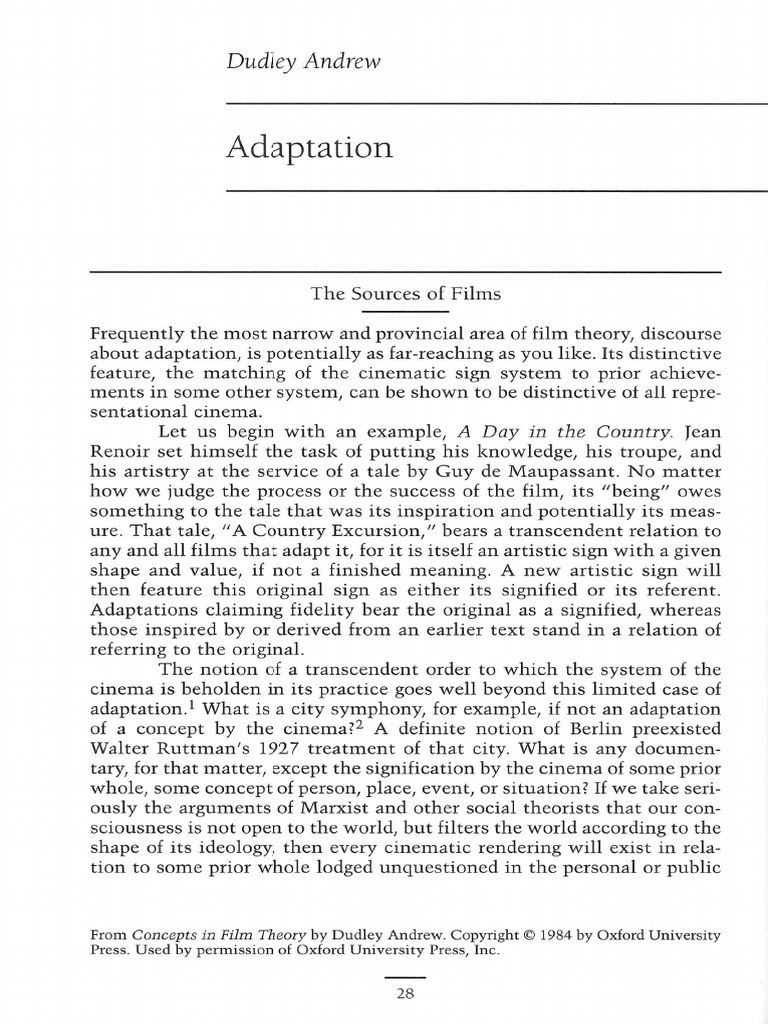 Adaptation (Dudley Andrew) | PDF