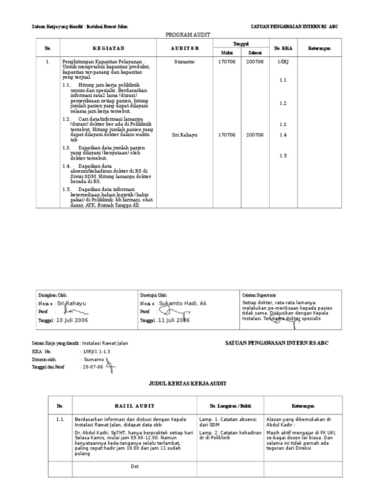 Contoh Program Audit Dan Kka | PDF