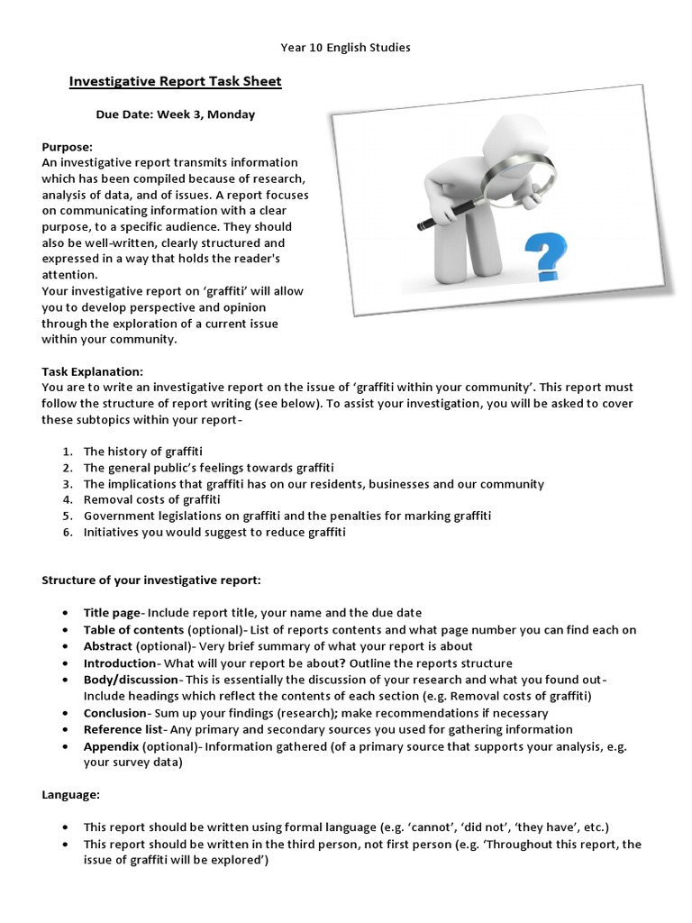 Investigative Report Task Sheet | PDF