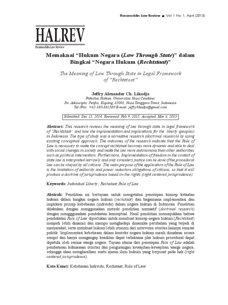 Halrev: Memaknai "Hukum Negara (Law Through State) " Dalam Bingkai ...