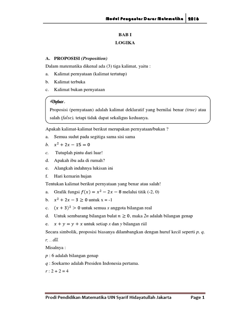 Pengantar Logika Matematika Dasar | PDF