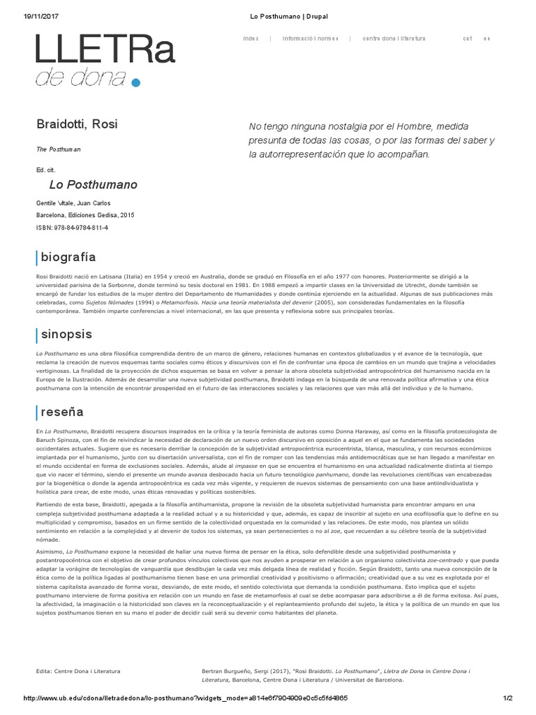 Reseña Lo Posthumano | PDF | Teorías filosóficas | Movimientos filosóficos