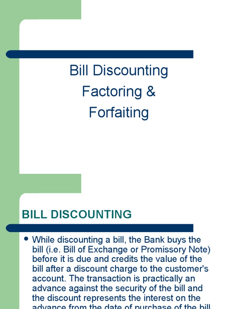 Bill Discounting Factoring & Forfaiting | PDF | Factoring (Finance) | Invoice