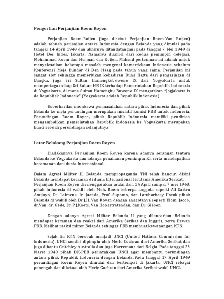 Perjanjian Roem Royen | PDF