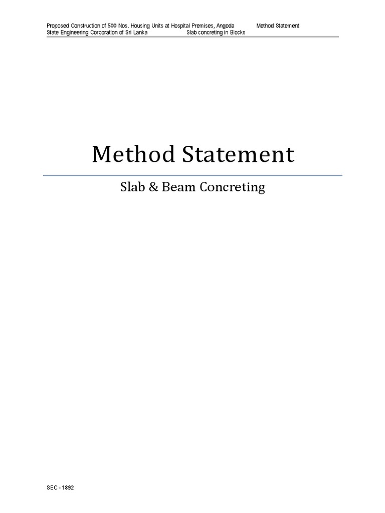 Method Statement Slab & Beam Concreting | Concrete | Architectural Design