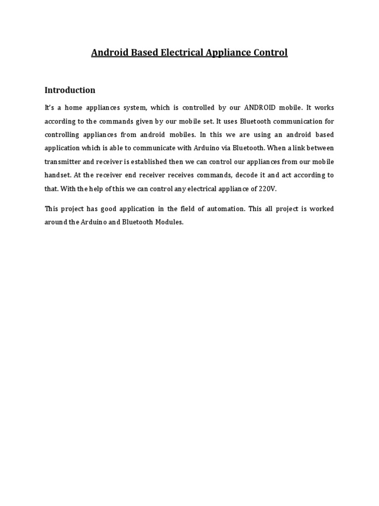 Controlling Home Electrical Appliances Remotely with an Android ...