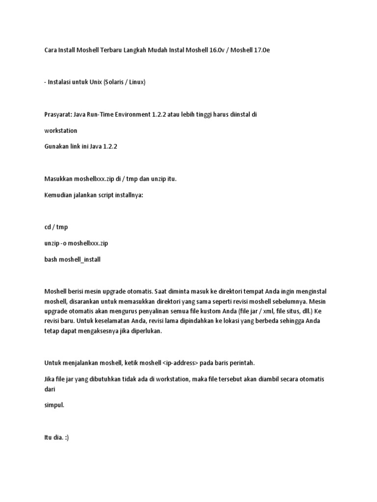 Cara Install Moshell Terbaru Langkah Mudah Instal Moshell 16 | PDF