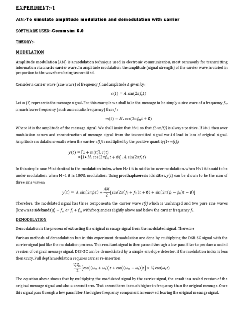 Comm Lab Manual 22 | PDF | Frequency Modulation | Modulation