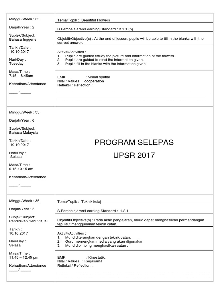 Program Selepas UPSR 2017 | PDF | Career & Growth