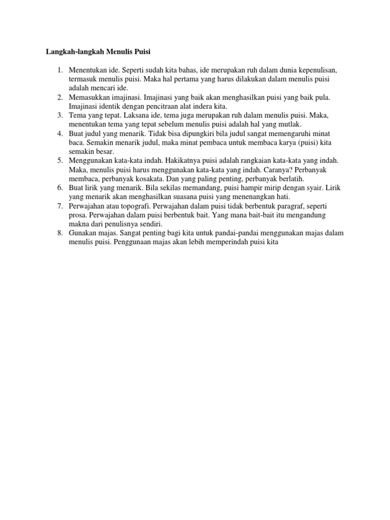 Langkah Langlah Menulis Puisi | PDF