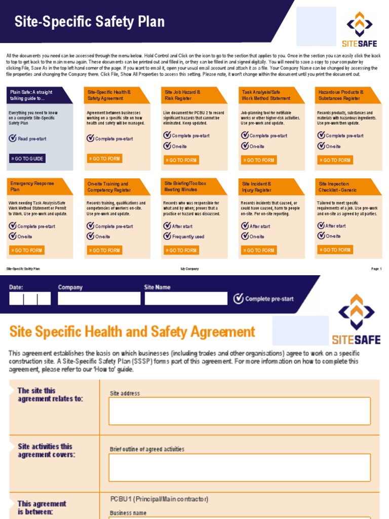 Site-Specific Safety Plan | PDF | Risk | Risk Assessment
