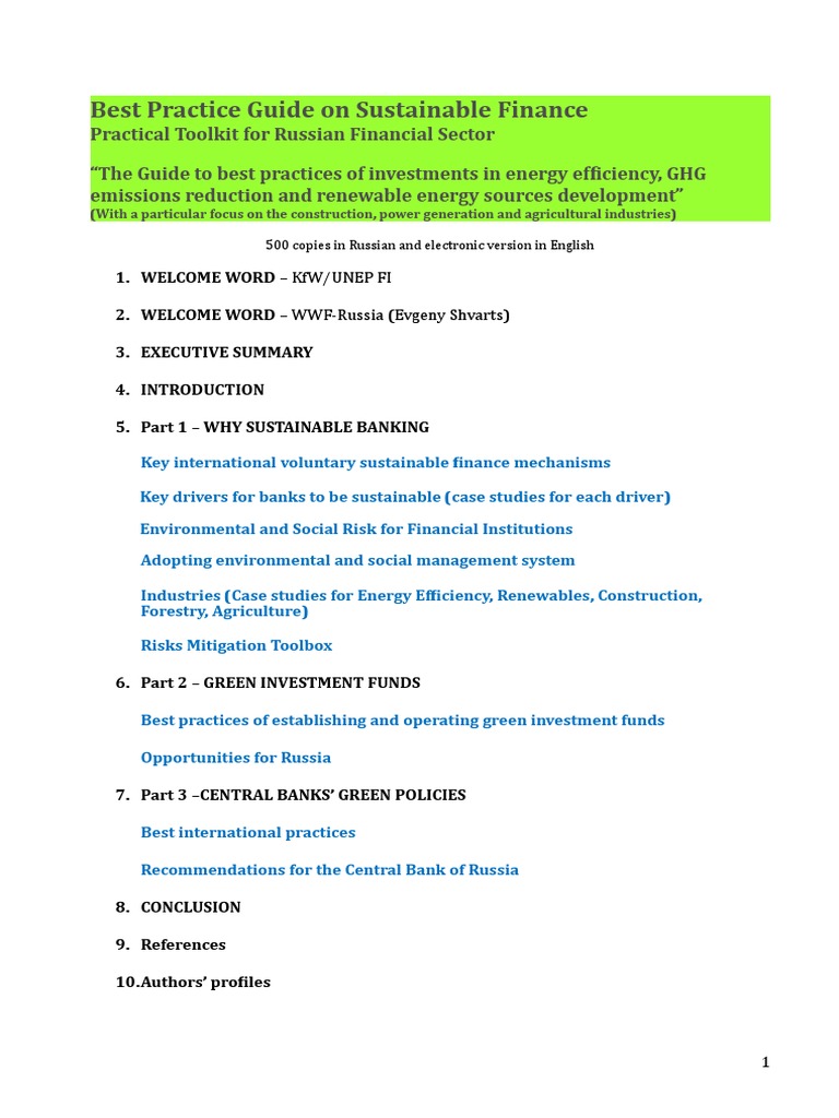Best Practice Guide For Banks | PDF | Sustainability | Banks
