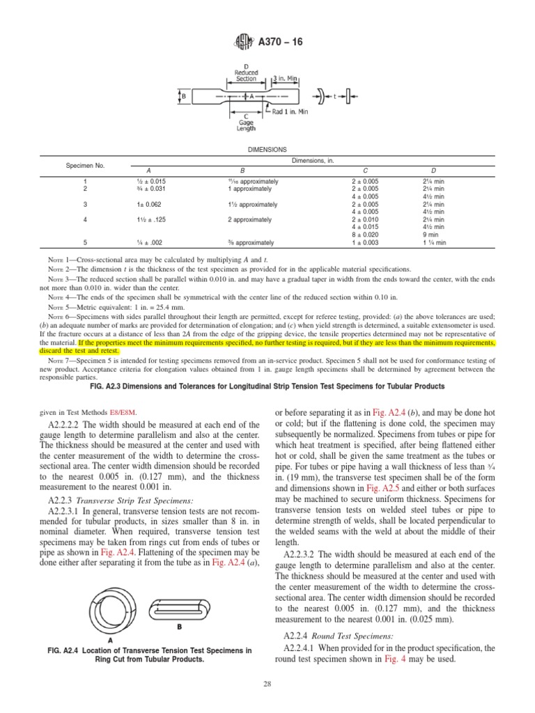 Astm A370-16 | PDF | Pipe (Fluid Conveyance) | Building Materials