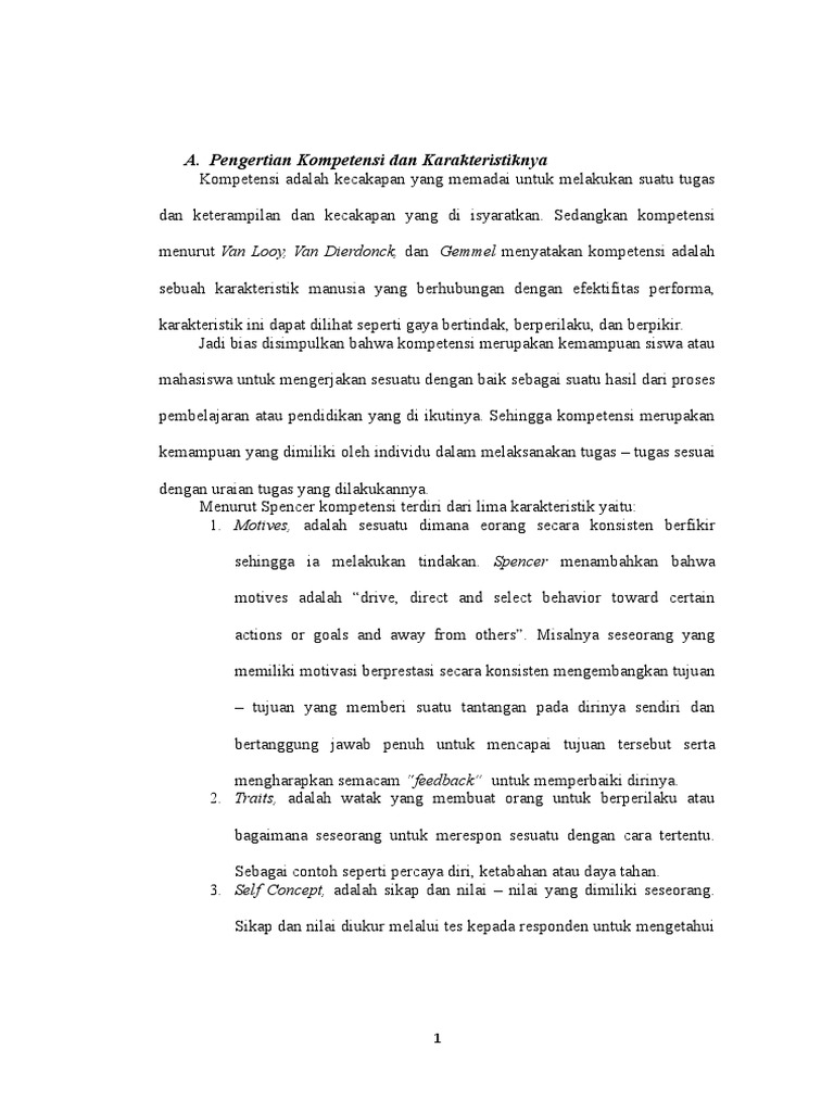Pengertian Kompetensi Dan Karakteristiknya | PDF