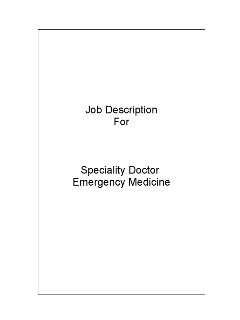 Job Description Emergency Medicine | PDF | Emergency Department | Physician