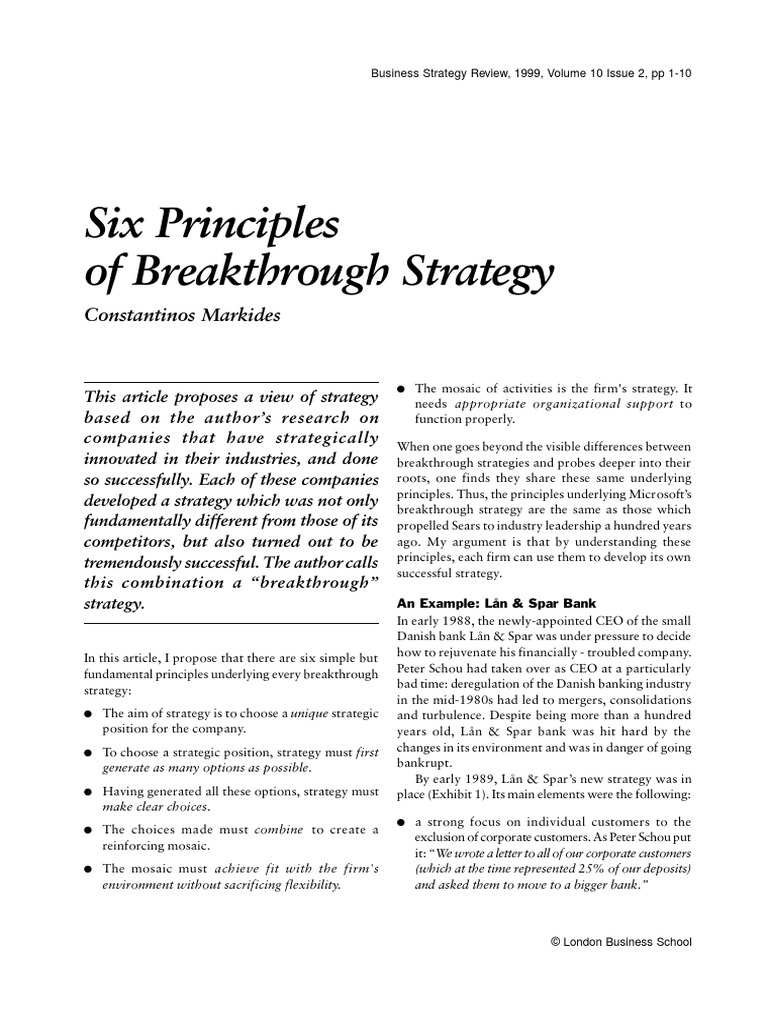 6 Principles of Breakthrough Strategy | PDF | Strategic Management ...
