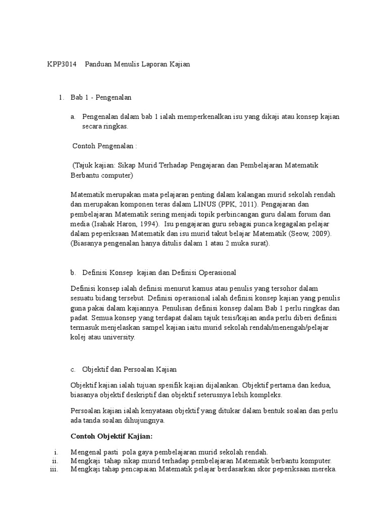 KPP3014 - Panduan Menulis Laporan Kajian - 1 | PDF