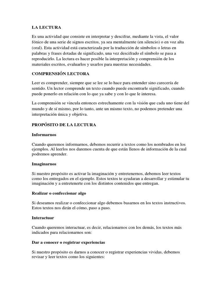 La Lectura Exposicion | Lectura (proceso) | Comprensión lectora