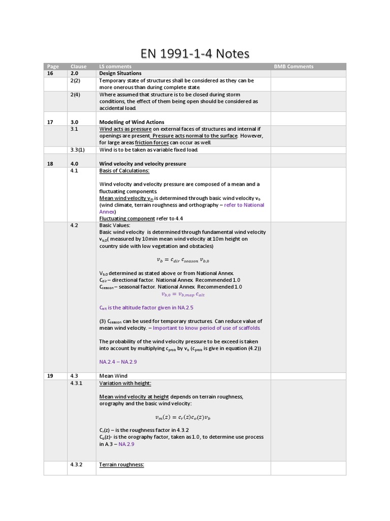 EN 1991-1-4, Notes | PDF | Wound | Wind Speed