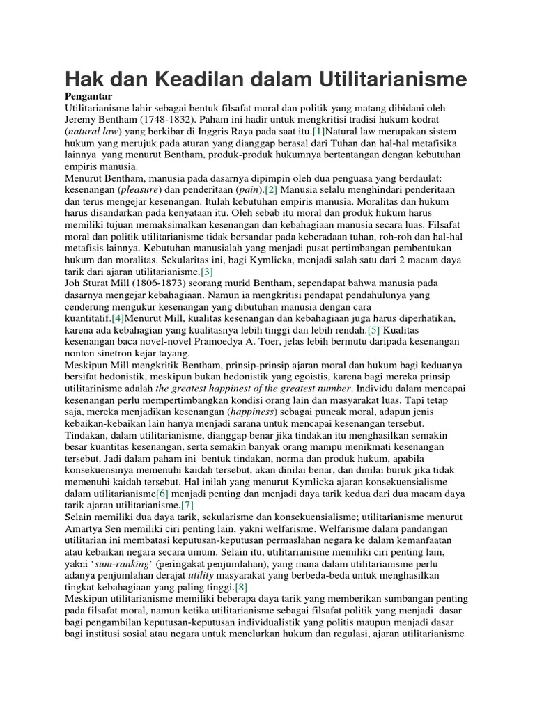 Hak Dan Keadilan Dalam Utilitarianisme | PDF