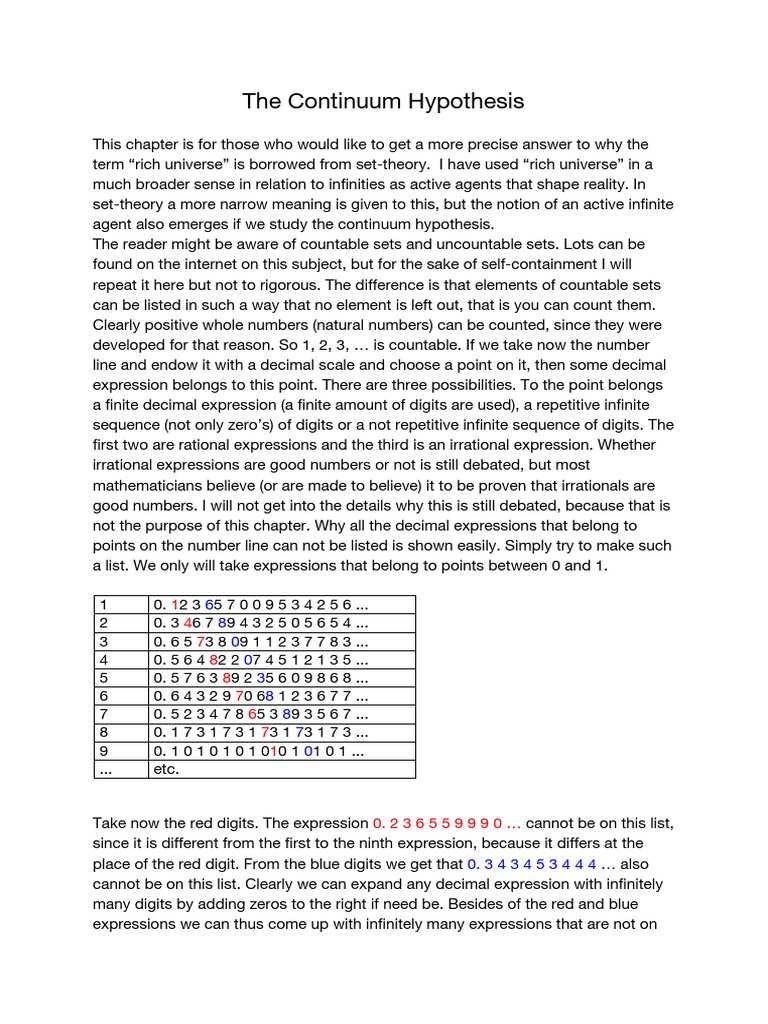 Understanding the Continuum Hypothesis | PDF | Logic | Formalism ...