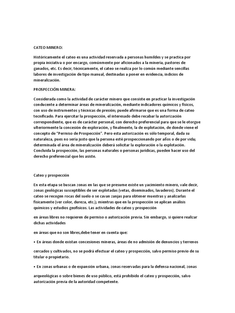 Cateo Minero en Mina La Palmera | PDF | Minería | Geología