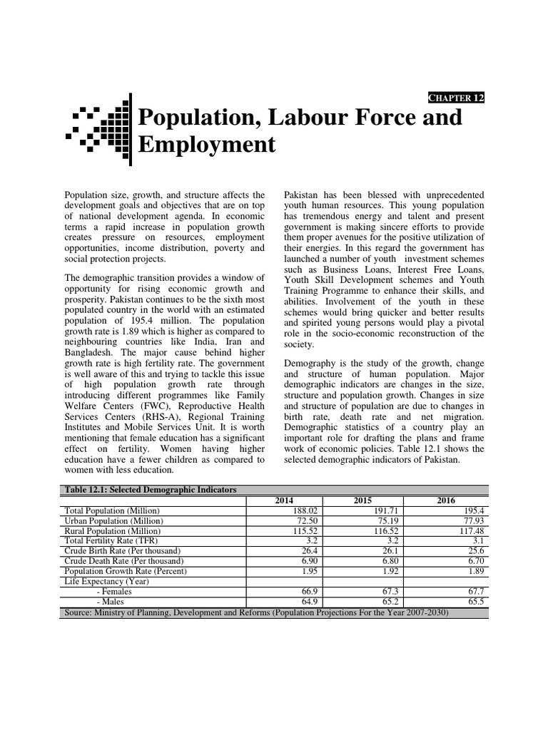 Population, Labour Force and Employment: Hapter | PDF | Workforce ...