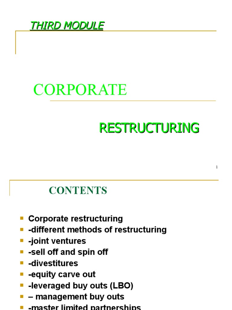 Corporate Restructuring Methods Explained | PDF
