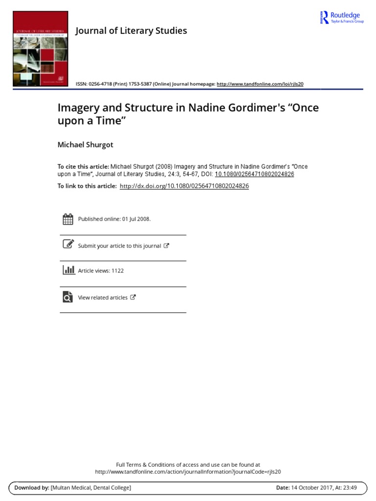 Imagery and Structure in Nadine Gordimer S Once Upon A Time | PDF ...