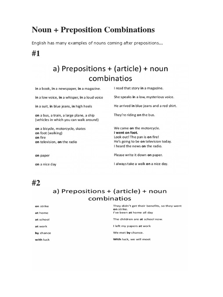 Noun + Preposition Combinations: English Has Many Examples of Nouns ...