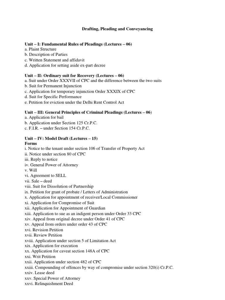 Drafting and Pleading Notes | PDF | Injunction | Equity (Law)