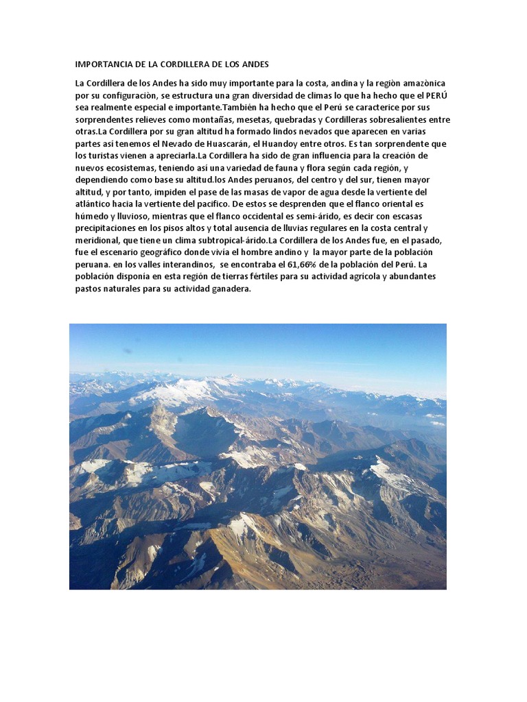Importancia de La Cordillera de Los Andes | PDF