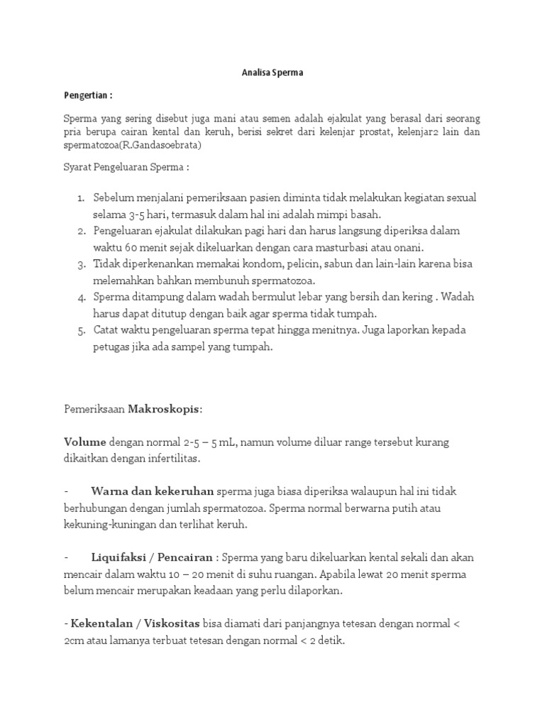 Analisa Sperma | PDF