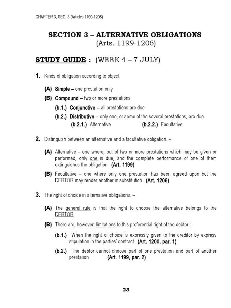 Chapter 3, Sec. 3 (Arts. 1199-1206) | PDF | Damages | Indemnity