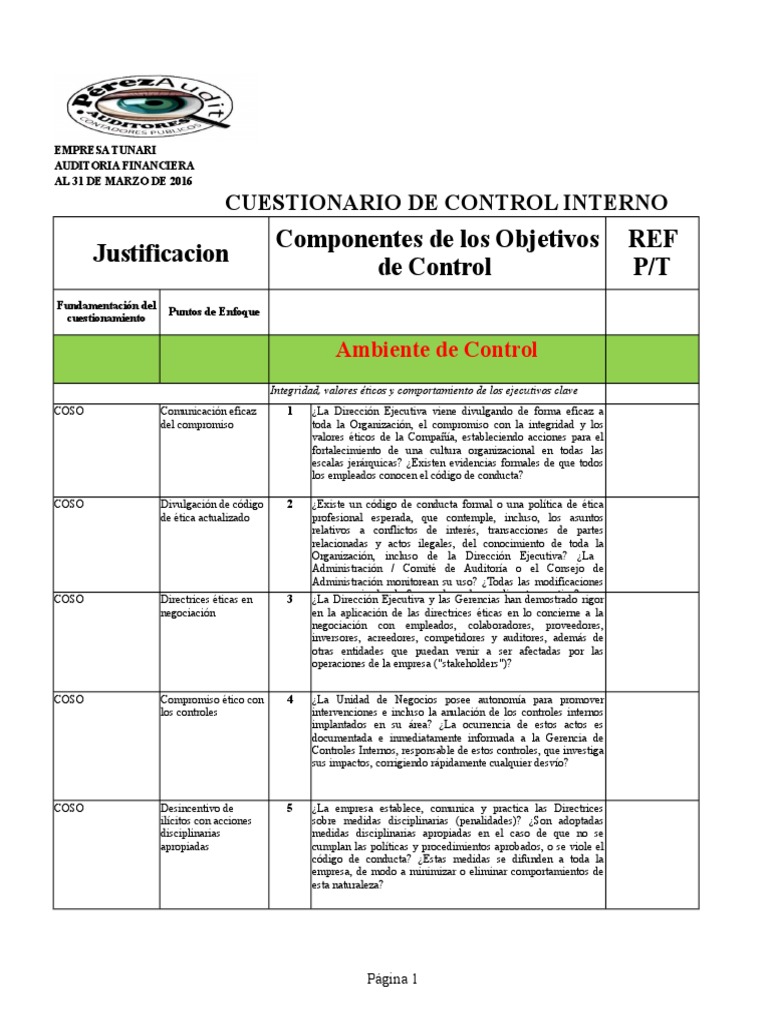 Ambiente de Control interno | Gestión de recursos humanos | Business