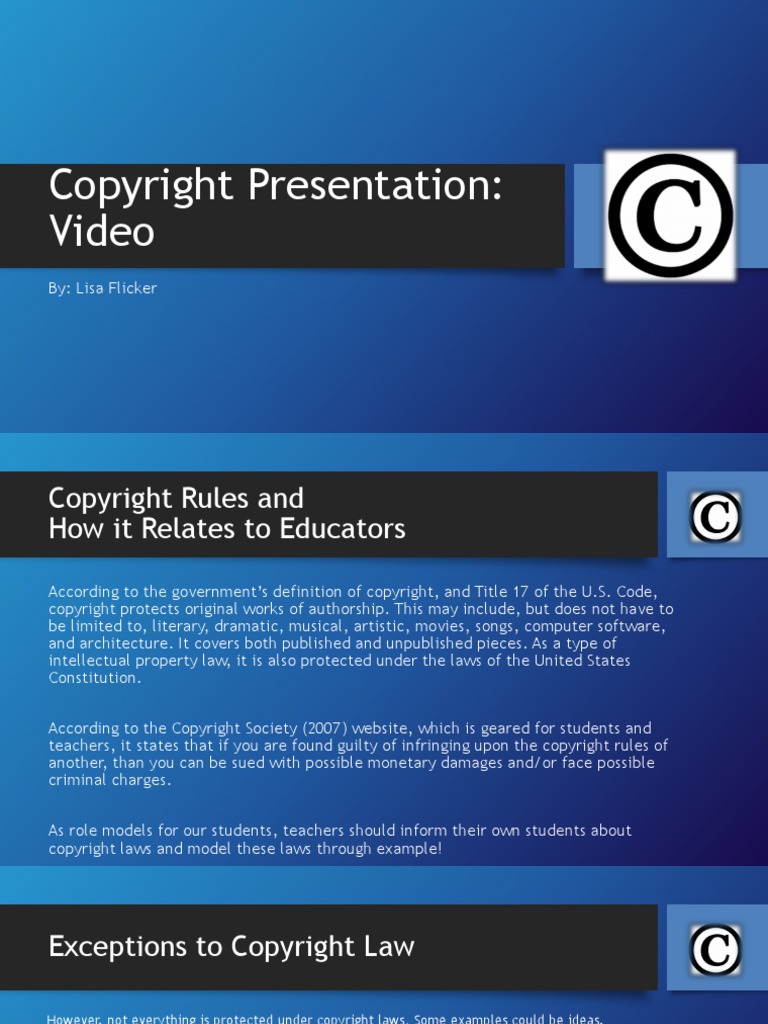 Copyright Presentation Video | PDF | Fair Use | Copyright