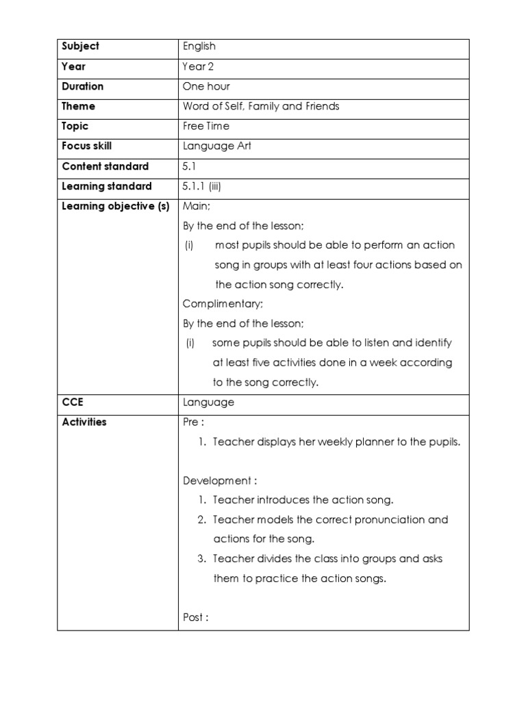 Cefr Lesson Plan | Lesson Plan | English Language