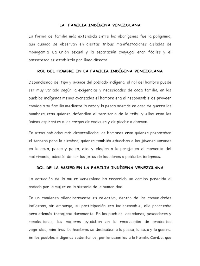 La Familia Indígena Venezolana | PDF | Familia | Venezuela
