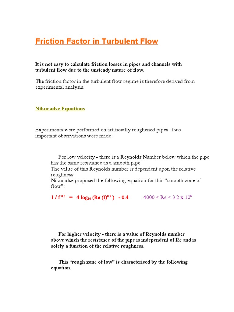 Friction Factor in Turbulent Flow | PDF | Reynolds Number | Fluid Mechanics